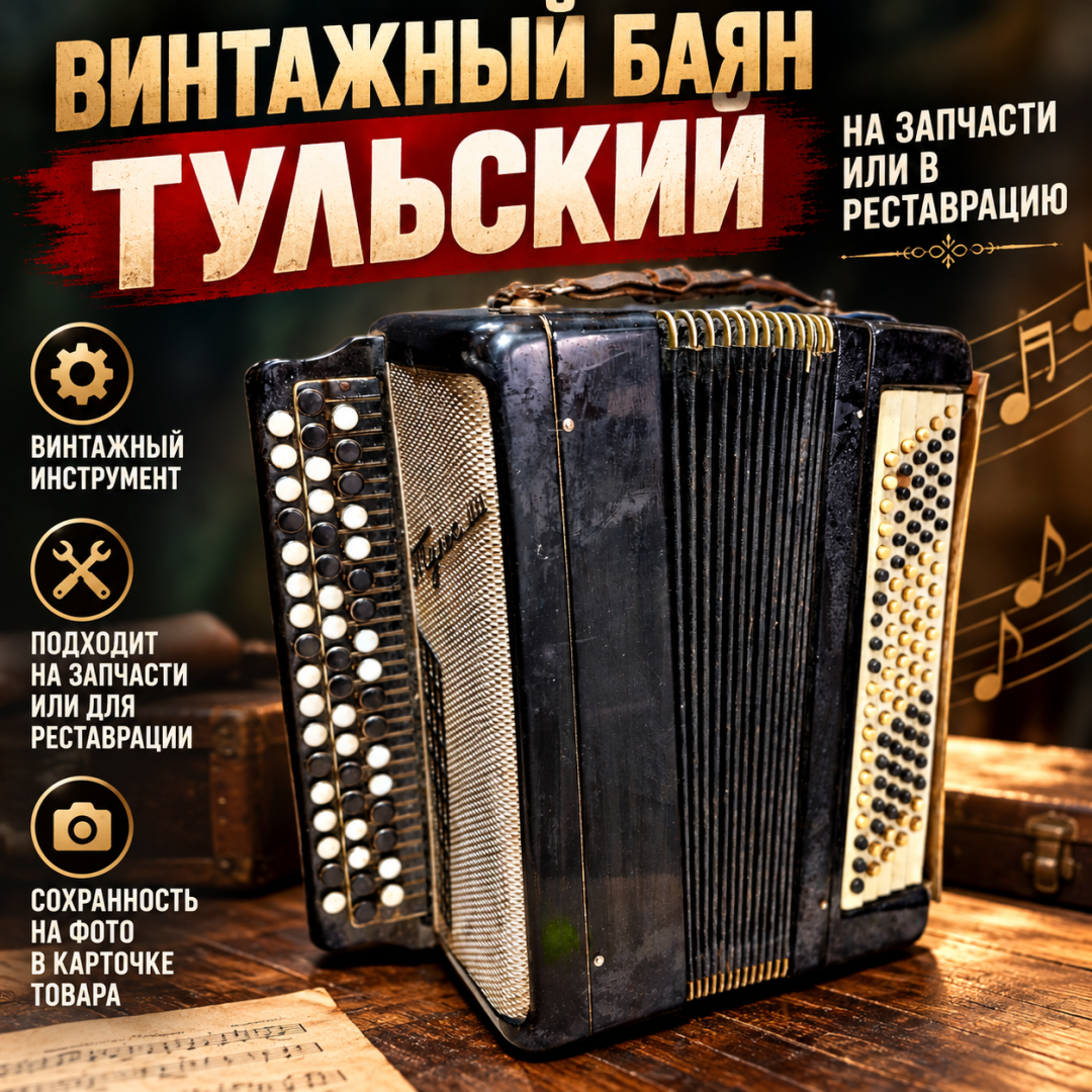 Винтажный тульский баян под реставрацию или на запчасти СССР