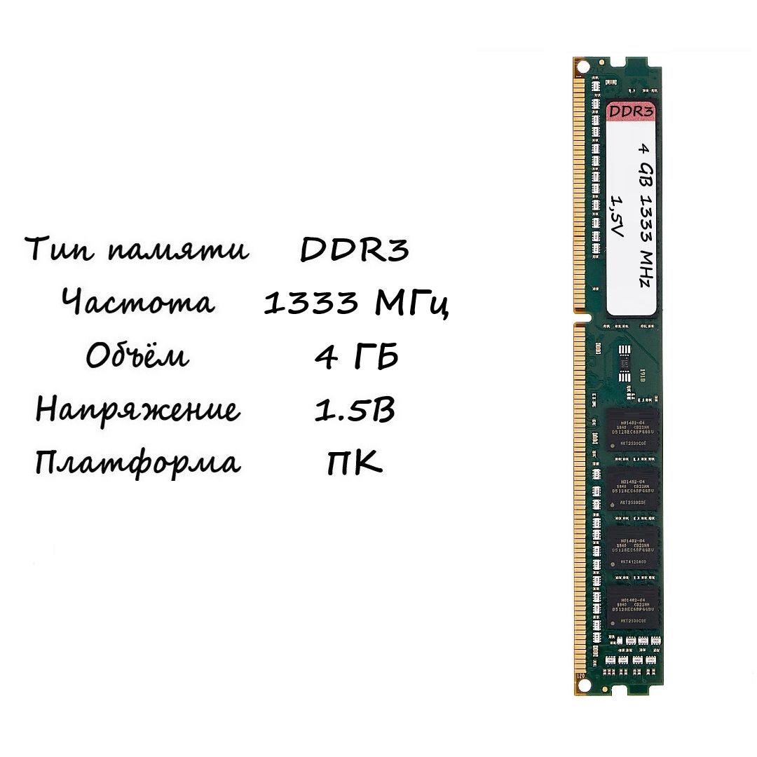 Оперативная память DDR3, 1333 МГц, 1 x 4 ГБ (2)