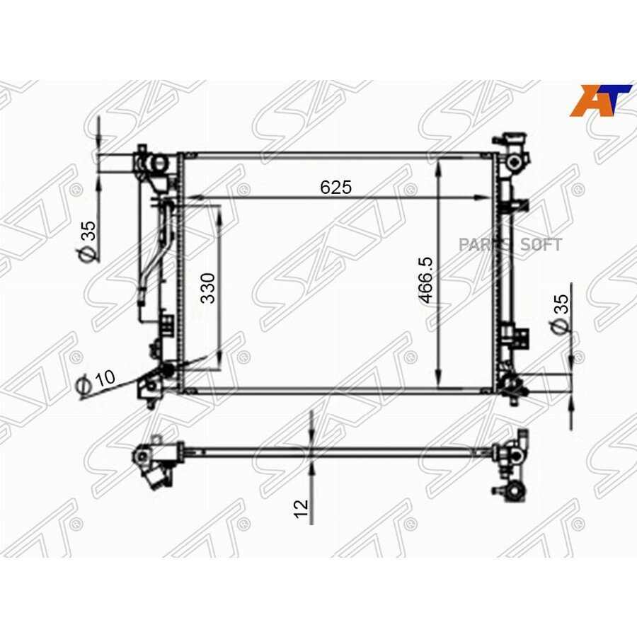 Радиатор Kia K5 15-19 / Optima 10-21 от официального дистрибьютора, SAT, артикул KI000716