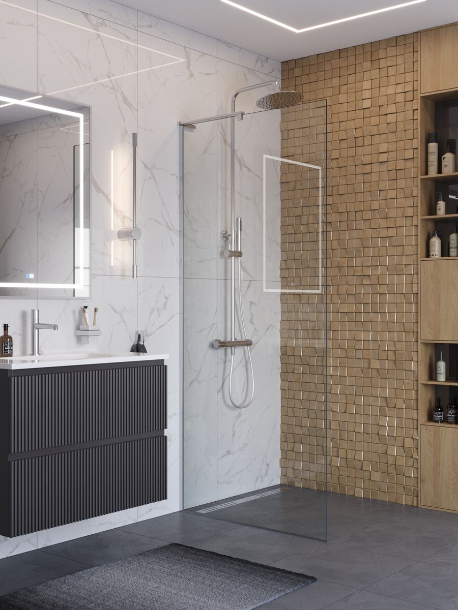 Душевая перегородка BelBagno Uno UNO-L-1-TB-90-C-Cr 90x200 профиль хром стекло прозрачное