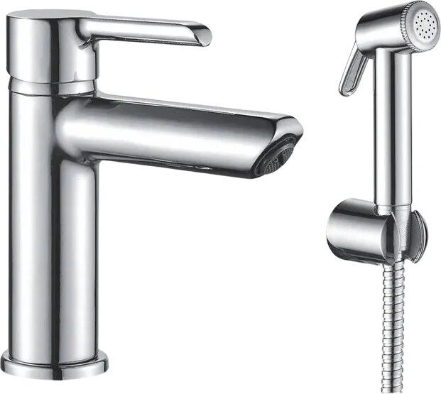 Комплект для раковины Shevanik S6071 хром, глянцевый, кран для ванной в раковину, из латуни, рычажный, с керамическим картриджем, с функцией эконом