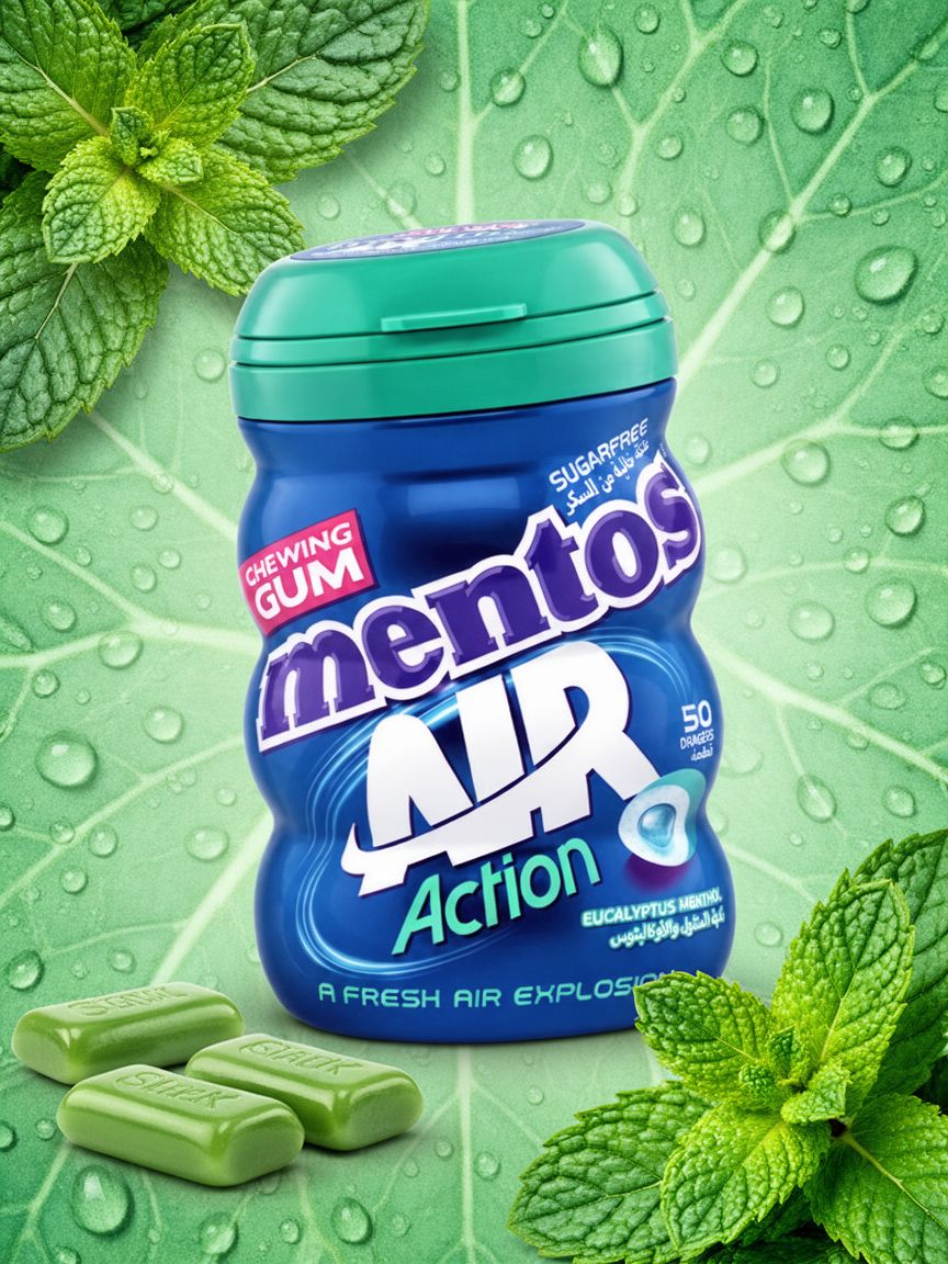 Mentos, Жевательная резинка Эвкалипт-Ментол, 60 г, Air Action