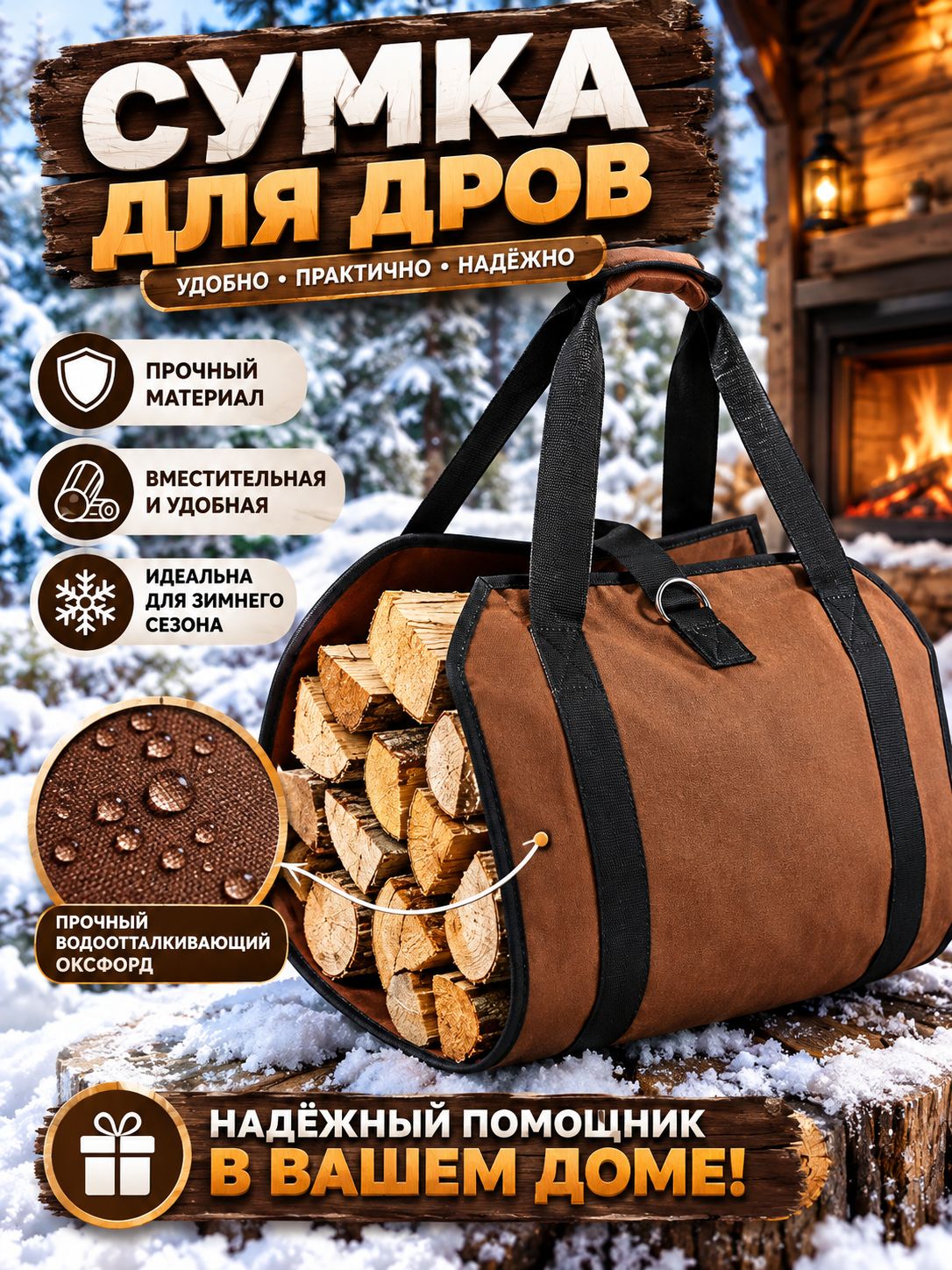 Дровница переносная 99x48x99 см оксфорд коричневый 1 шт, Артикул: 5995121031