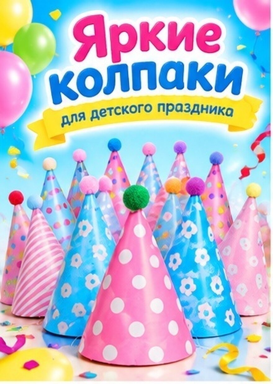 Набор из 12 цветных бумажных конусных шапок с помпонами для детского дня рождения, украшение для праздника