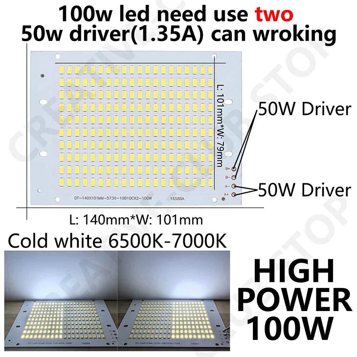 LED Diodes 5730 100W DT&ZM для прожектора