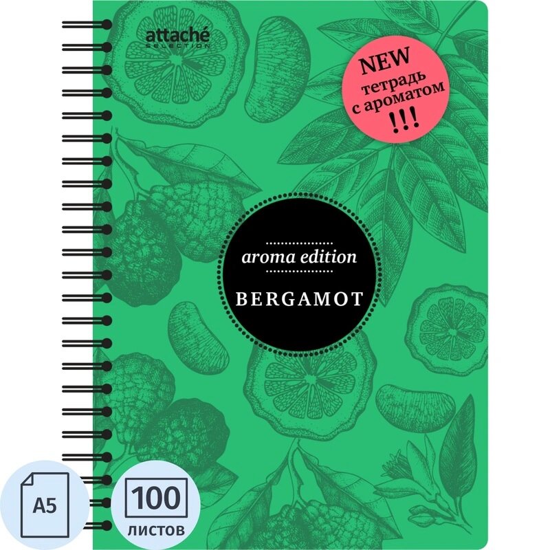 Бизнес-тетрадь ароматизир.100л, кл, А5, бергамот, спир, тонир. блок 84905