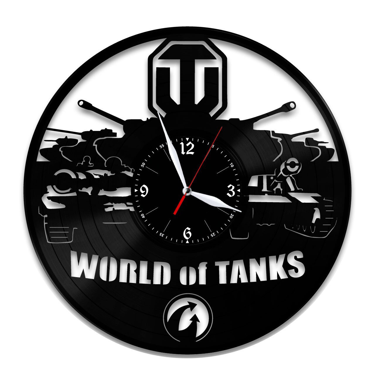 Настенные часы из виниловой пластинки "World of Tanks"