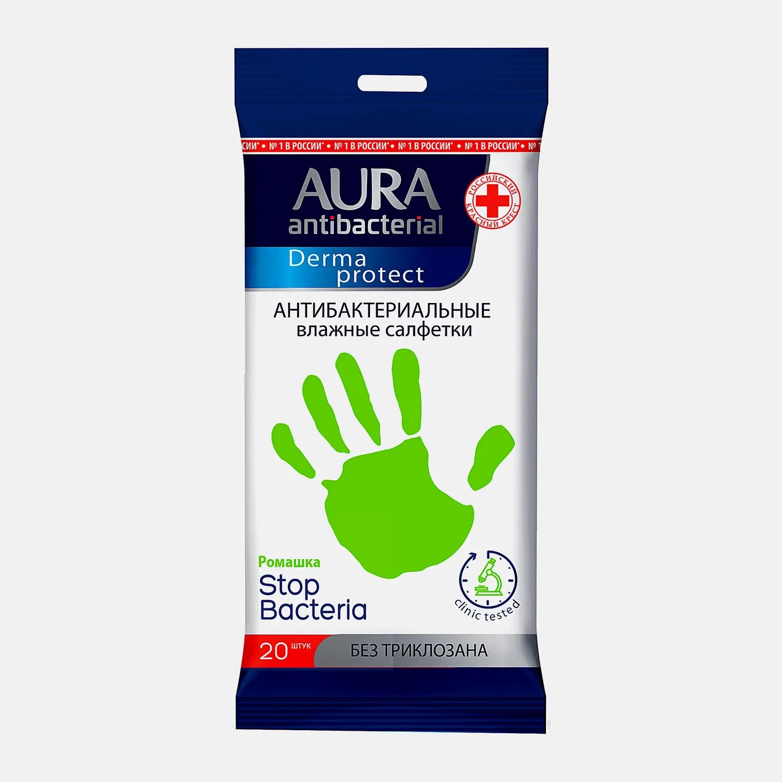 Влажные салфетки Aura Antibacterial Derma Protec Антибактериальные 20шт, 2 шт