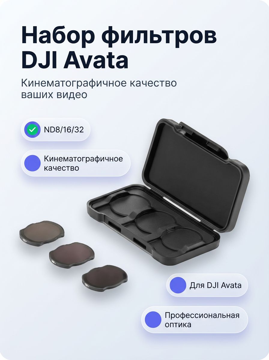 Набор светофильтров DJI Avata ND Filters Set, ND8/16/32, оптическое стекло, магнитное крепление