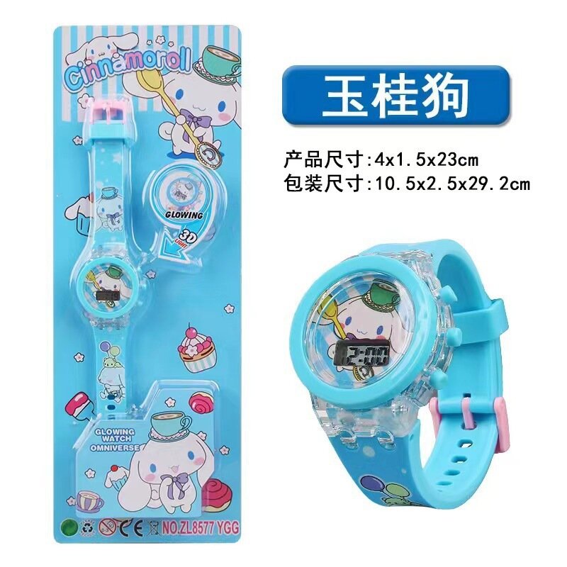 Детские электронные часы-игрушка с LED подсветкой и часами, дизайнCinnamoroll для мальчиков и девочек