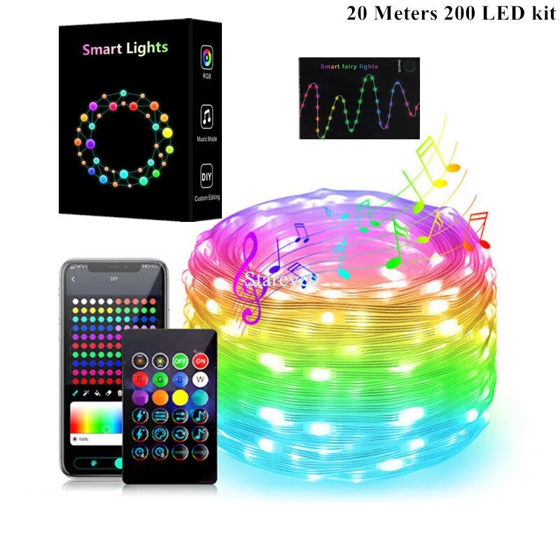 Умные LED гирлянды Stareyes RGB 20м, 200 LED