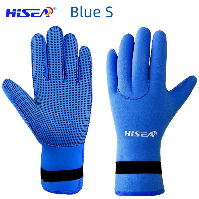 HISEA 3MM теплые водолазные перчатки для взрослых унисекс антицарапинные нескользящие плавательные перчатки - Синий S