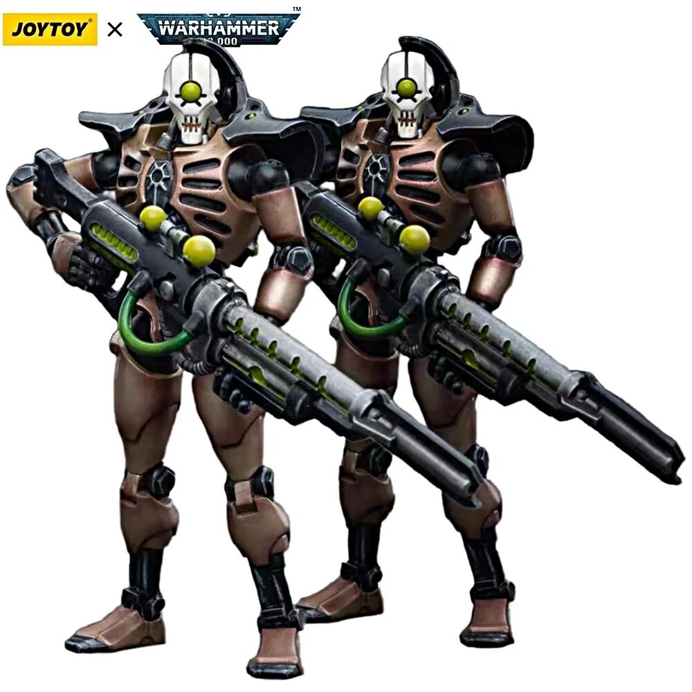 Подвижная фигурка JOYTOY Warhammer 40K 1/18 Necrons Sautekh Dynasty Immortal с гаусс-бластером Подарочная модель