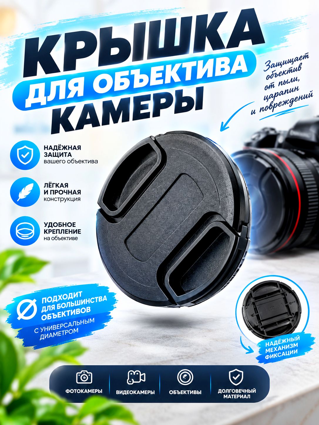 Крышка для объектива камеры 62 мм