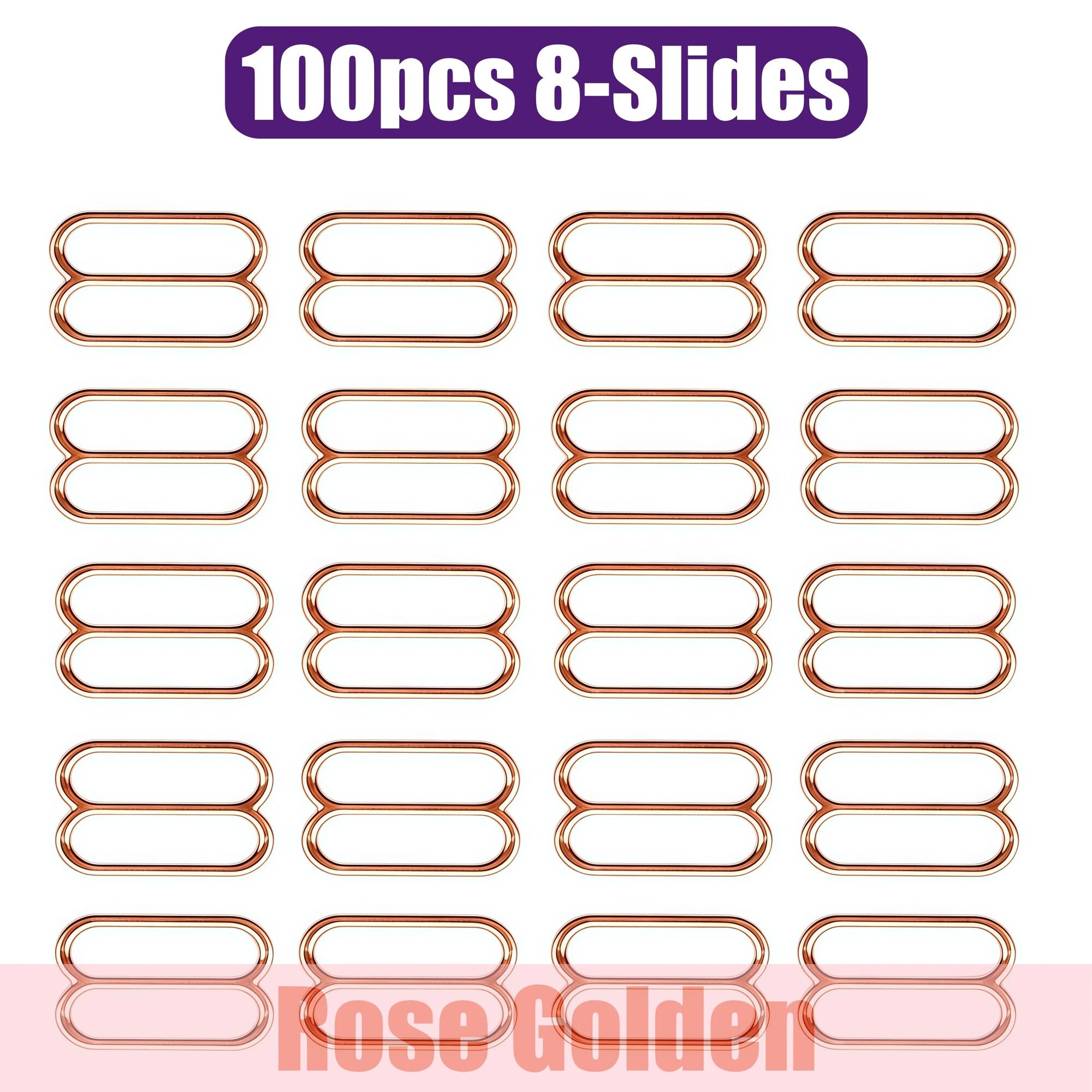 Металлическая пряжка для бретелей HSDOUBLE 10mm, Sliders Rose Golden