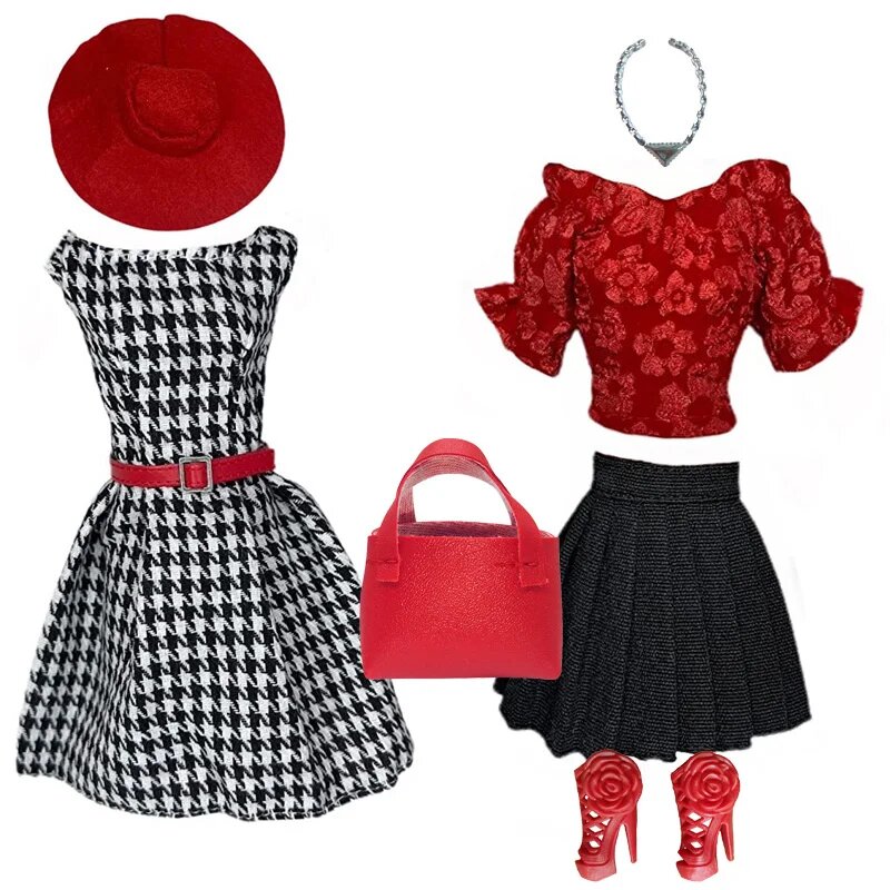 Кукольная одежда Buyee Doll Tea TIME Черный и красный для куклы 11,5 дюймов Красный, 001ZM4148