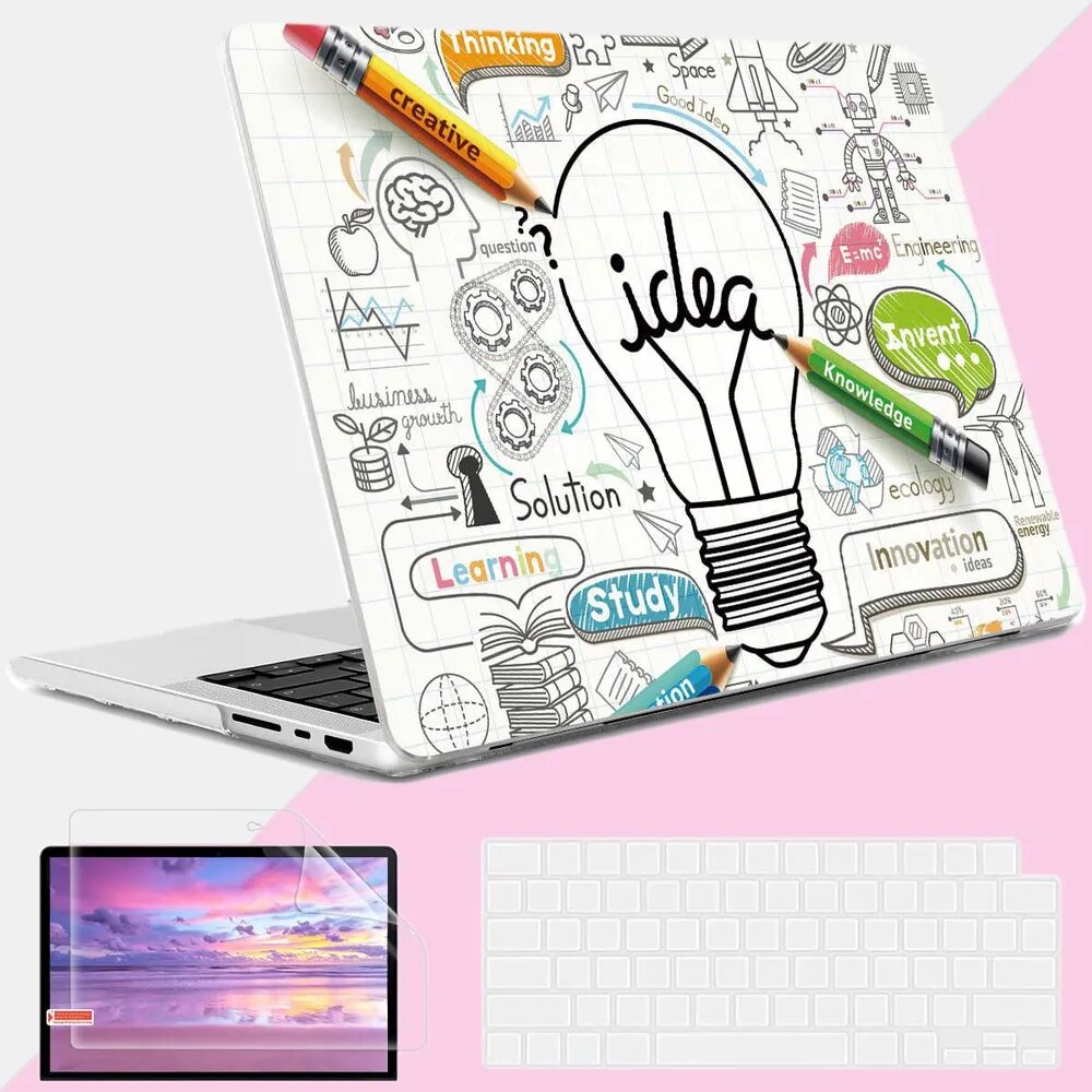 Совместим с 13-дюймовым чехлом MacBook Air (модели A1369 и A1466, более старая версия 2010-2017 годов выпуска), пластиковым жестким чехлом с крышкой клавиатуры и защитной пленкой для экрана,