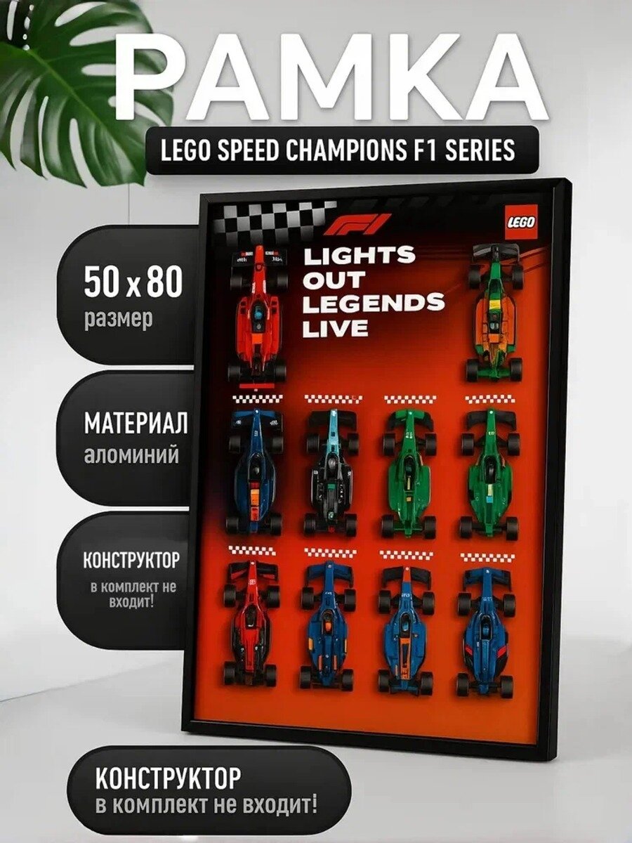 Рамка держатель для LЕGО Тeсhnic Sauber F1 Серия 50х80 см, Цвет Speed F1