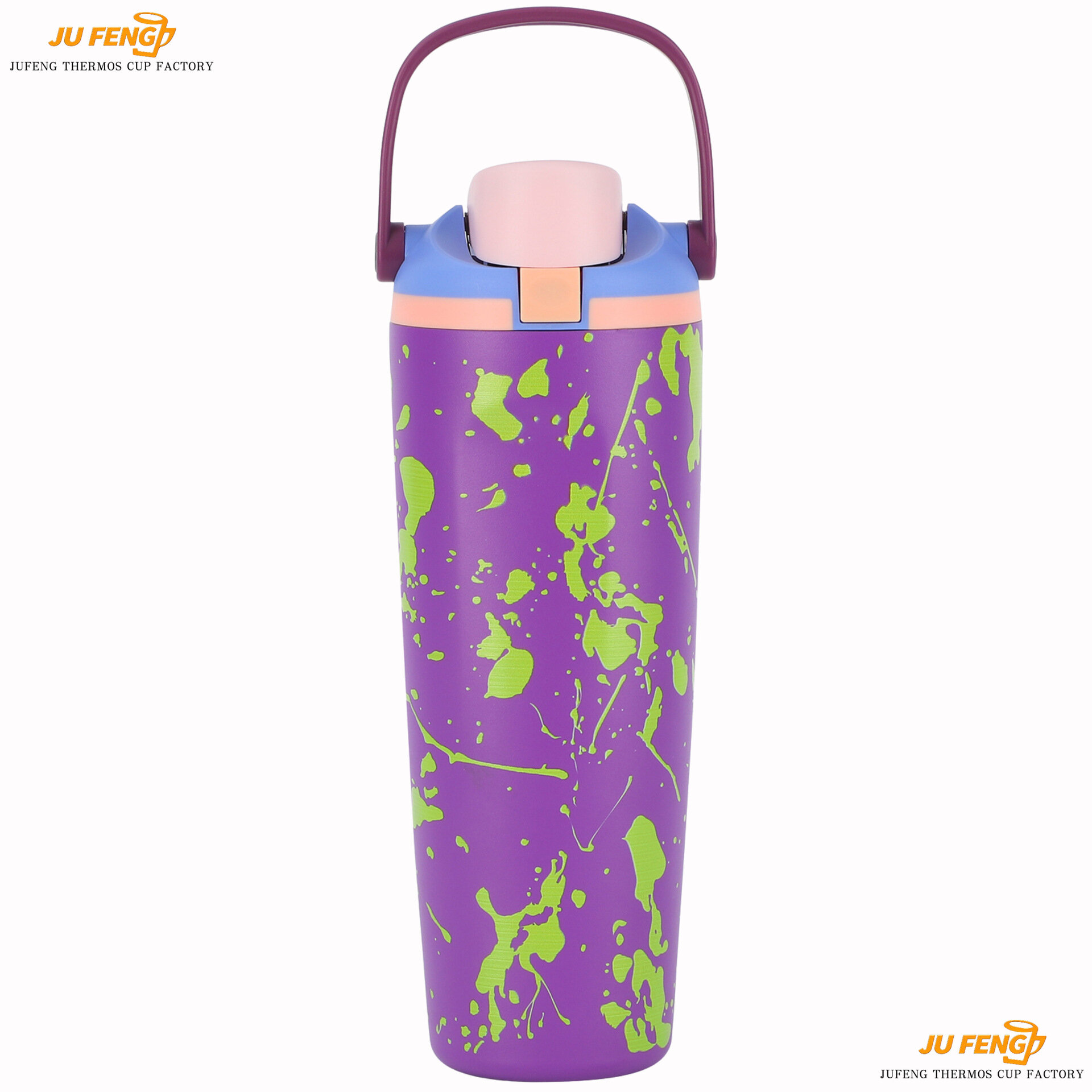 Бутылка Owala FreeSip Sway 30oz, термофляга из нержавеющей стали с вакуумной изоляцией и трубочкой, Фиолетовый мрамор