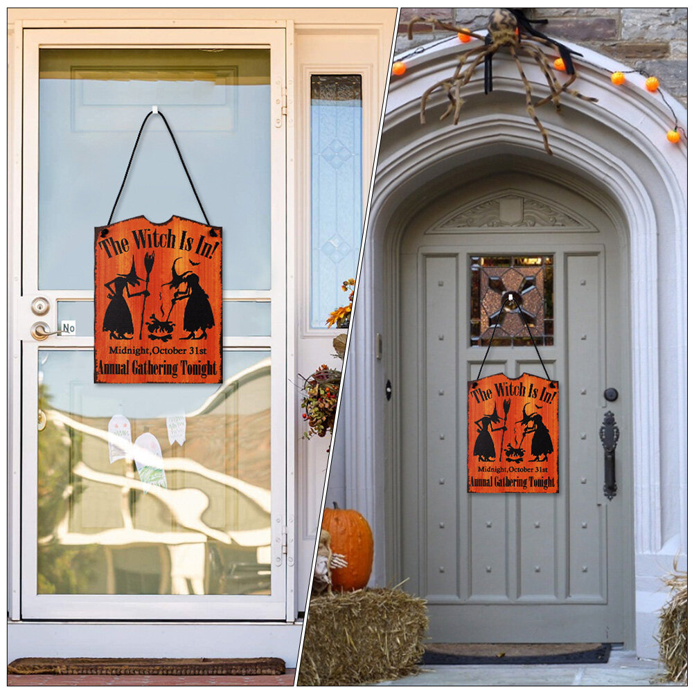 Деревянная Подвеска 1 Шт Halloween 25X19Cm Оранжевый Цвет Легкий Дизайн Подходит Для Дома Школы Офиса Кофейни
