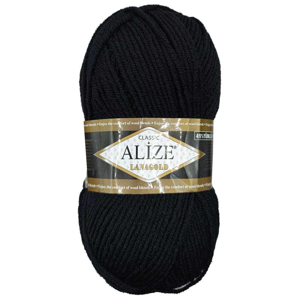 Пряжа для вязания Alize Lanagold classic 60 черный 100 гр/240 м 49% шерсть, 51% акрил