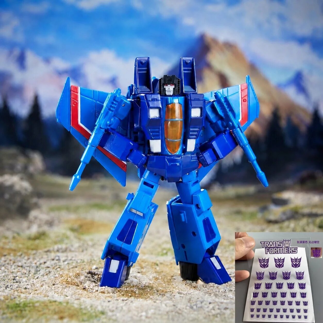 Фигурка робота трансформера из ПВХ красно-синяя модель Thundercracker 1 шт.