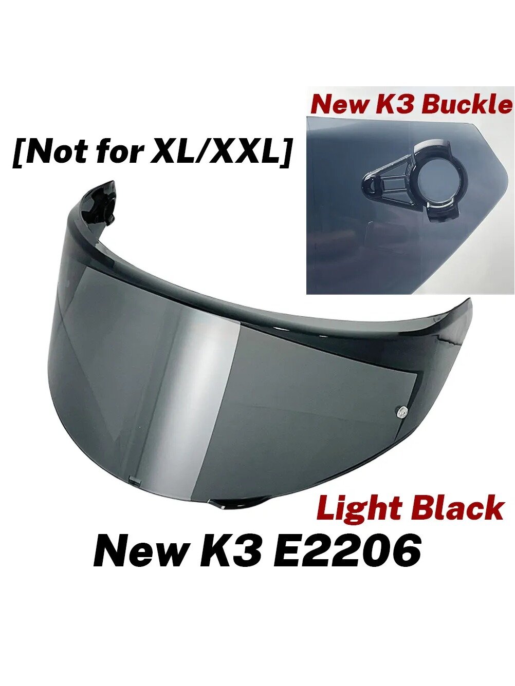 Визор для мотошлема New K3 E2206, черный матовый, поликарбонат