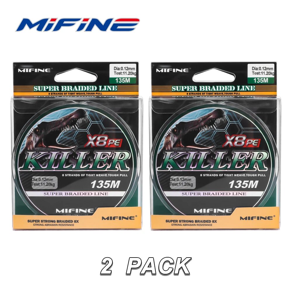 МIFINE KILLER X8 плетенная леска 15-56 фунтов 135м для карповой рыбалки 135M 0.10MM 7.7KG