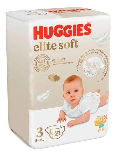 Подгузники Huggies Элит Софт 3, 5-9 кг, 21 шт
