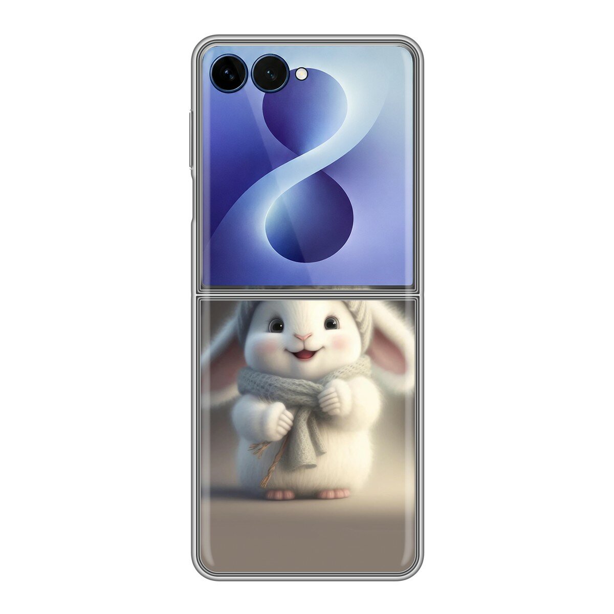 Чехол для Samsung Galaxy Z Flip 8 с принтом для детей с милым зайчиком в смешной шапке (Самсунг Галакси З Флип 8)