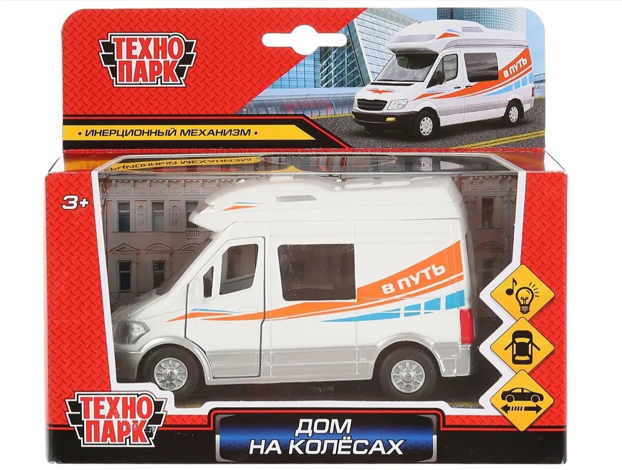 Технопарк Машина мет. свет-звук ДОМ на колесах, 13,5 см, SB-19-10WB 298917