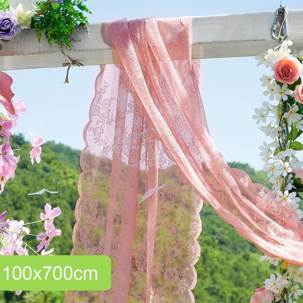 Тюль кружевной с флористическим узором, белый, 100x500 см