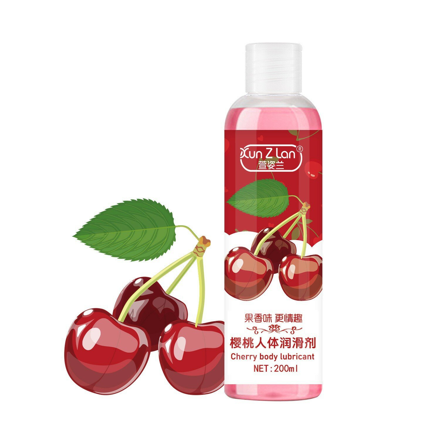 Xuanzilan Тело Смазка Вишневый Вкус 200мл Натуральный Фруктовый Аромат для Интимного Использования