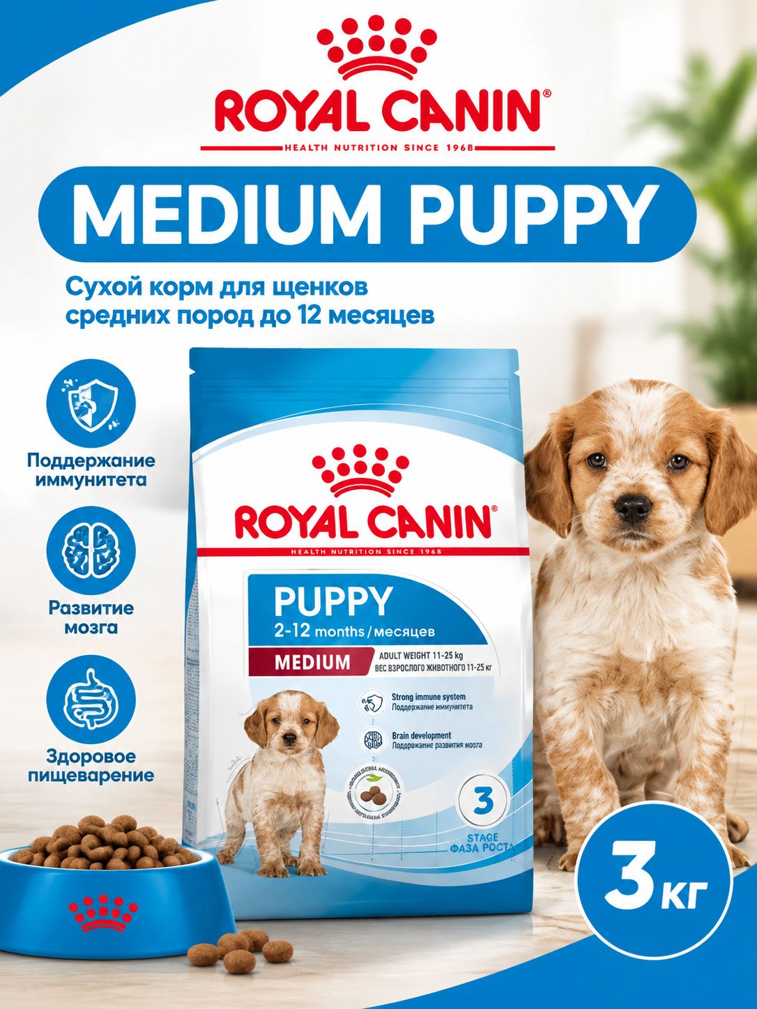 Сухой корм Royal Canin для щенков средних пород 3 кг