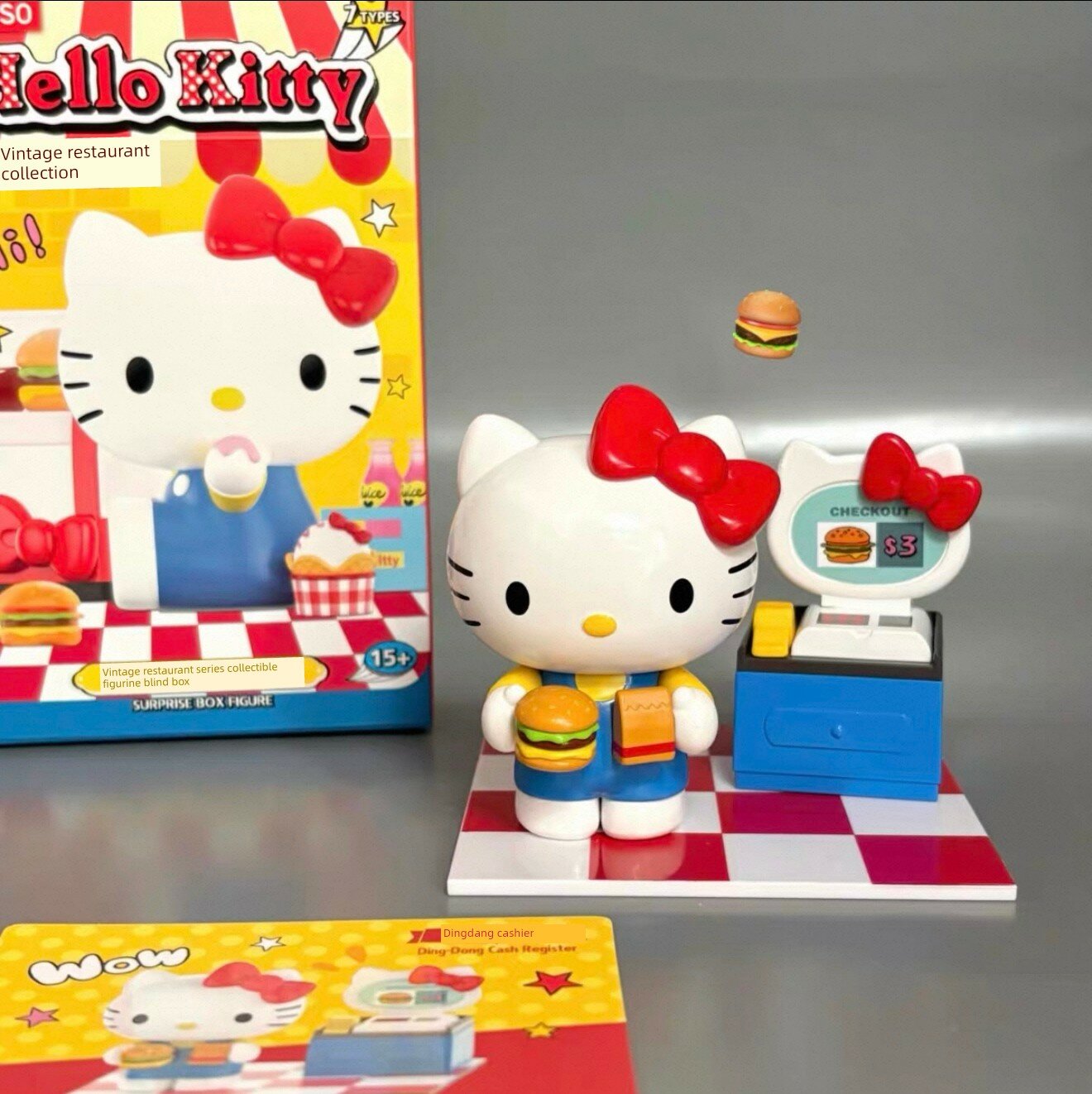 Фигурка MINISO Hello Kitty ретро-ресторан, Касса Динг Донг, открытая коробка нераскрытый пакет коллекционная игрушка