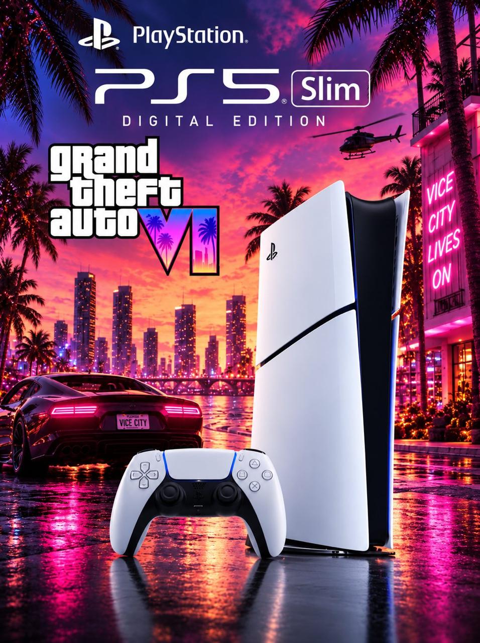 Игровая приставка Sony PlayStation 5 Slim, Digital Edition, PS5 Slim, 1ТВ