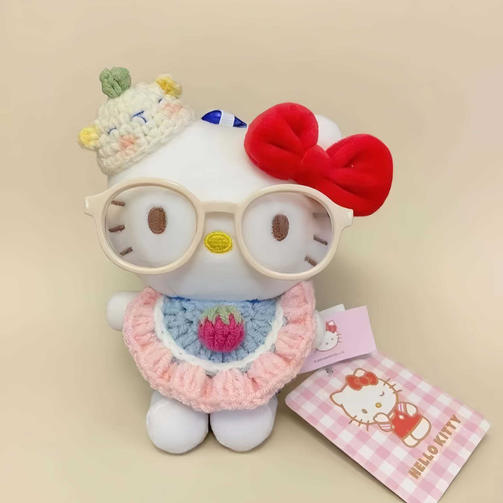 Оригинальная плюшевая Hello Kitty 4 дюйма 10-12 см брелок игрушка с биркой и защитой от подделок Медвежья Шляпа