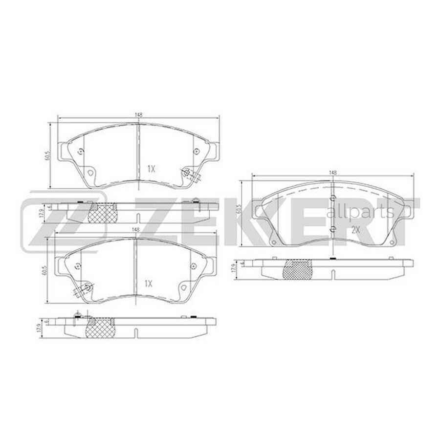 ZEKKERT BS-1301C Колодки торм. диск. передн. (смесь CERAMIC) Chevrolet Aveo (T300) 11- Cruze (J300 305 308) 09- Ope
