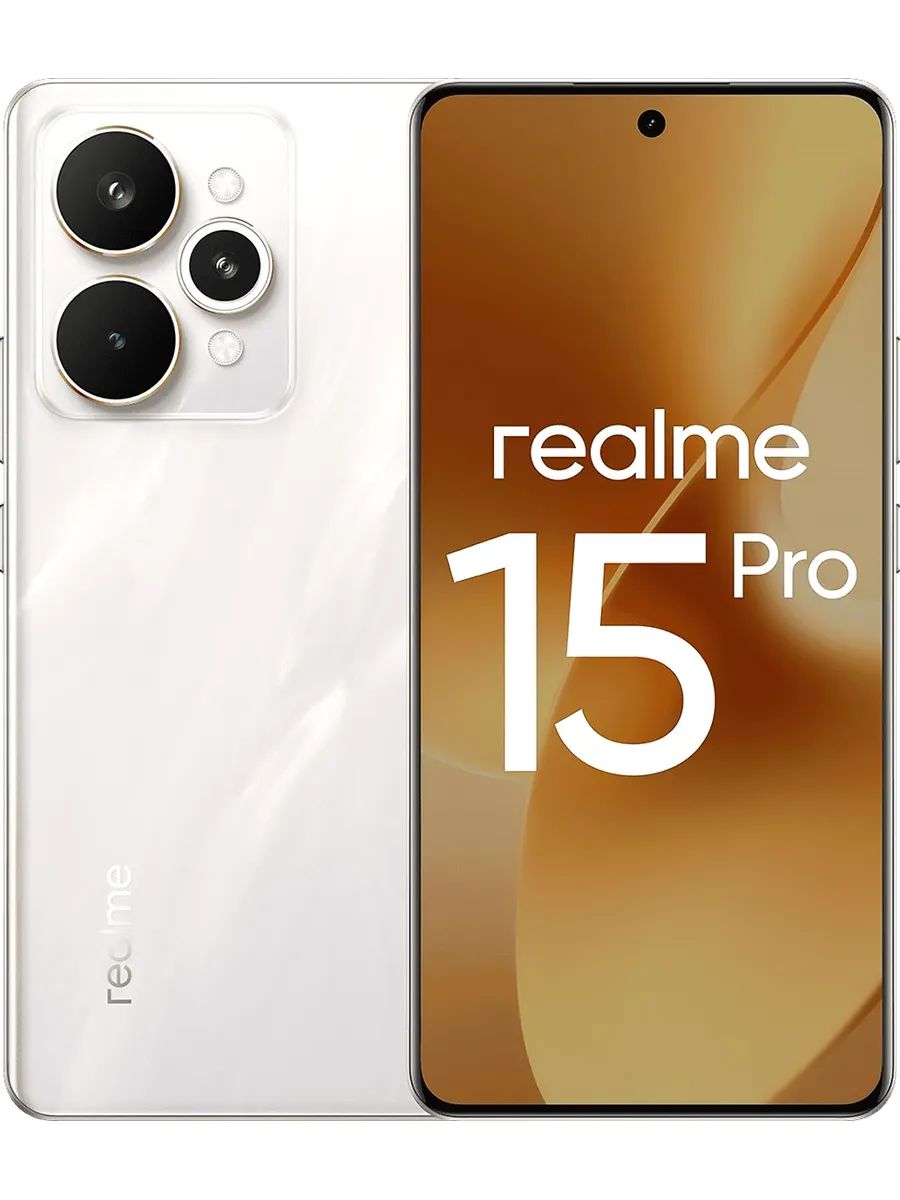 Realme Смартфон realme 15 Pro 5G NFC Глобальная версия Snapdragon 7 Gen 4 50Мп OIS Тройная основная камера Емкая батарея 7000 мАч 12/512 ГБ, Nano-SIM, белый