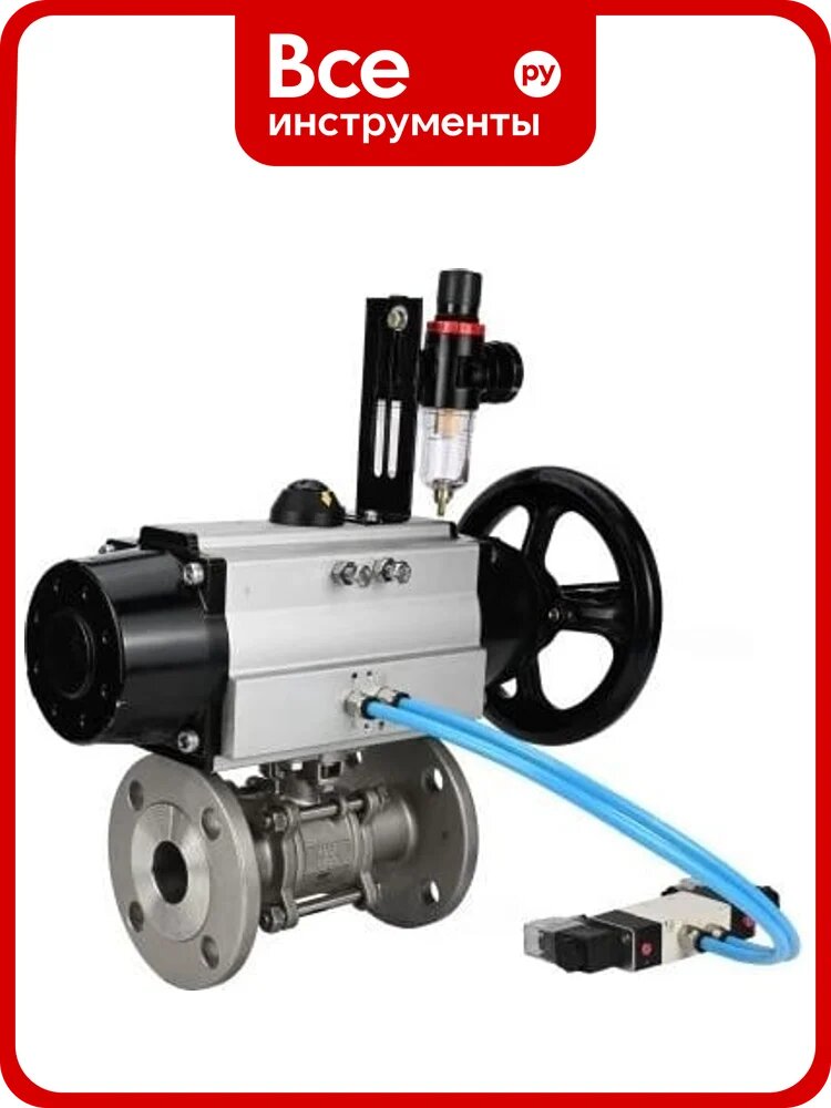 Шаровой кран DN-ru кшфпт.304.180 Ду65 Ру25, фланц, PTFE, пн. привод DA-105-1, пн. распред PND1-S2EM-52-2-T08-220VAC, БПВ APU1-10-40-V08 D160-80990