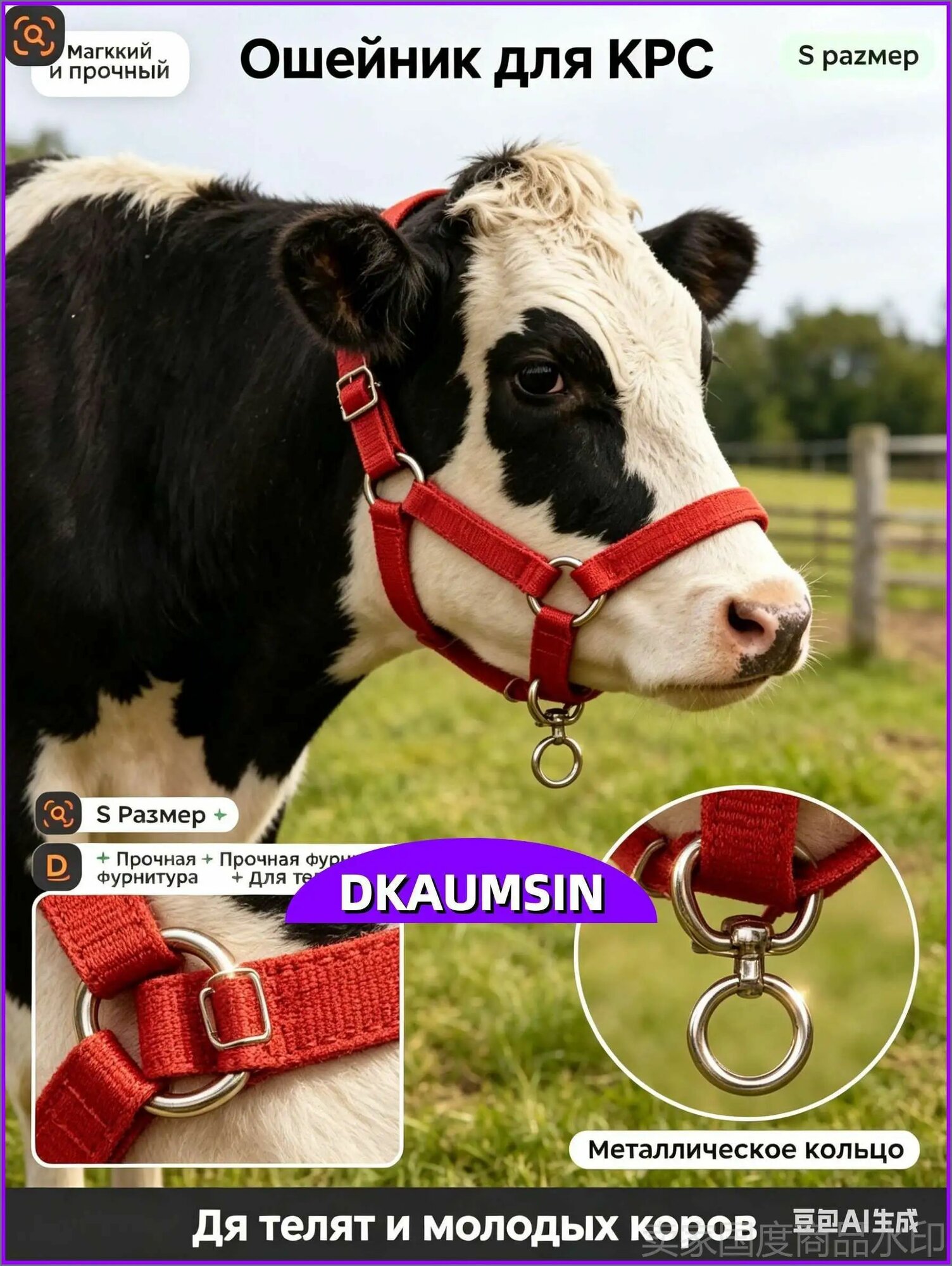 Удобный ошейник для крупного рогатого скота, - M, Подходит для веса 150-350 кг
