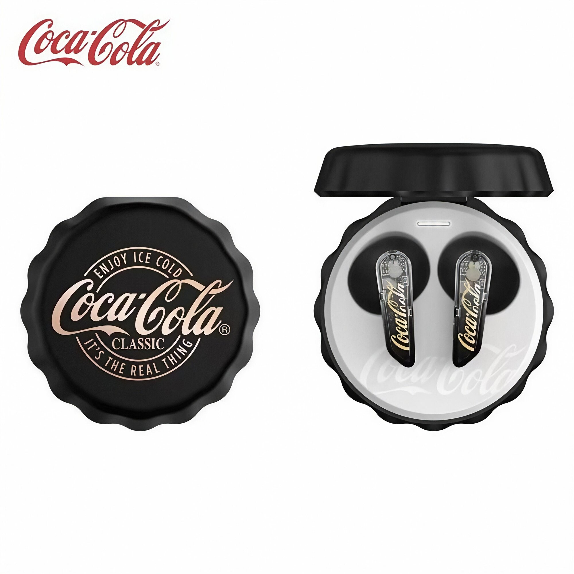 Беспроводные Bluetooth наушники Coca-Cola T13 в виде крышки бутылки, полу-вкладыши, игровые, спортивные, подарок