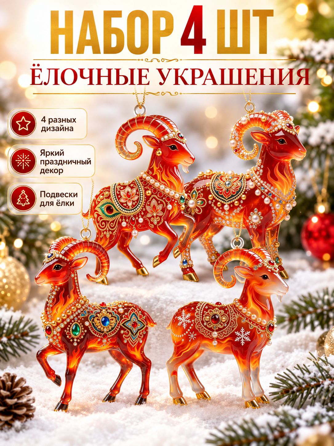 HomeDecor Ёлочные игрушки ангелочки, набор 12 штук, подвески для новогодней елки, декор ручной росписи