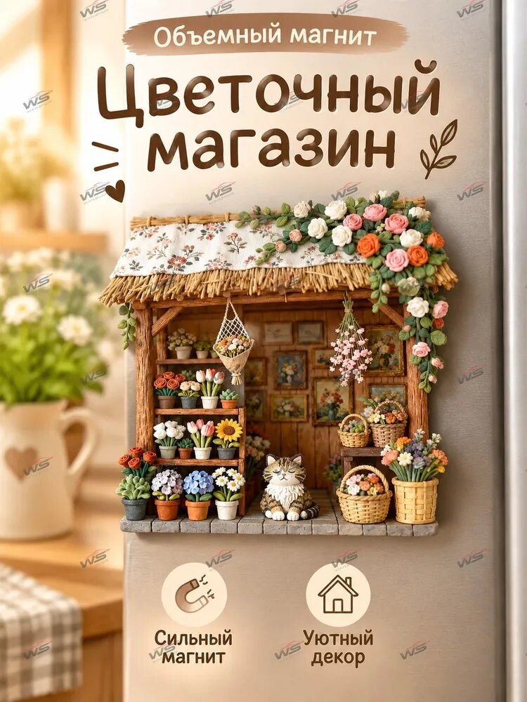 Магнит на холодильник декоративный, объемный дизайн, стиль прованс, для домашнего декора и подарка