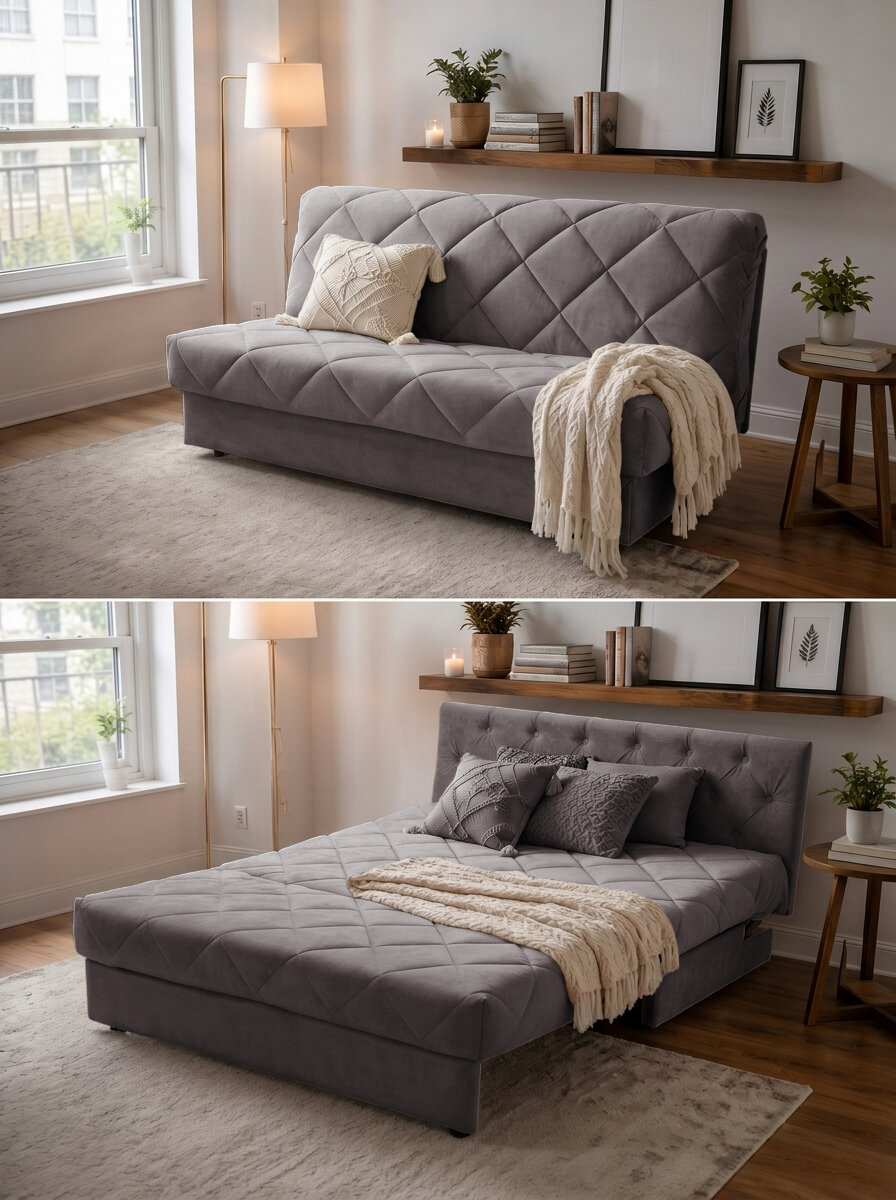 Диван Римус Лайт Velutto 19 FM 186x110x92 см, серый Велютто, аккордеон Фиеста