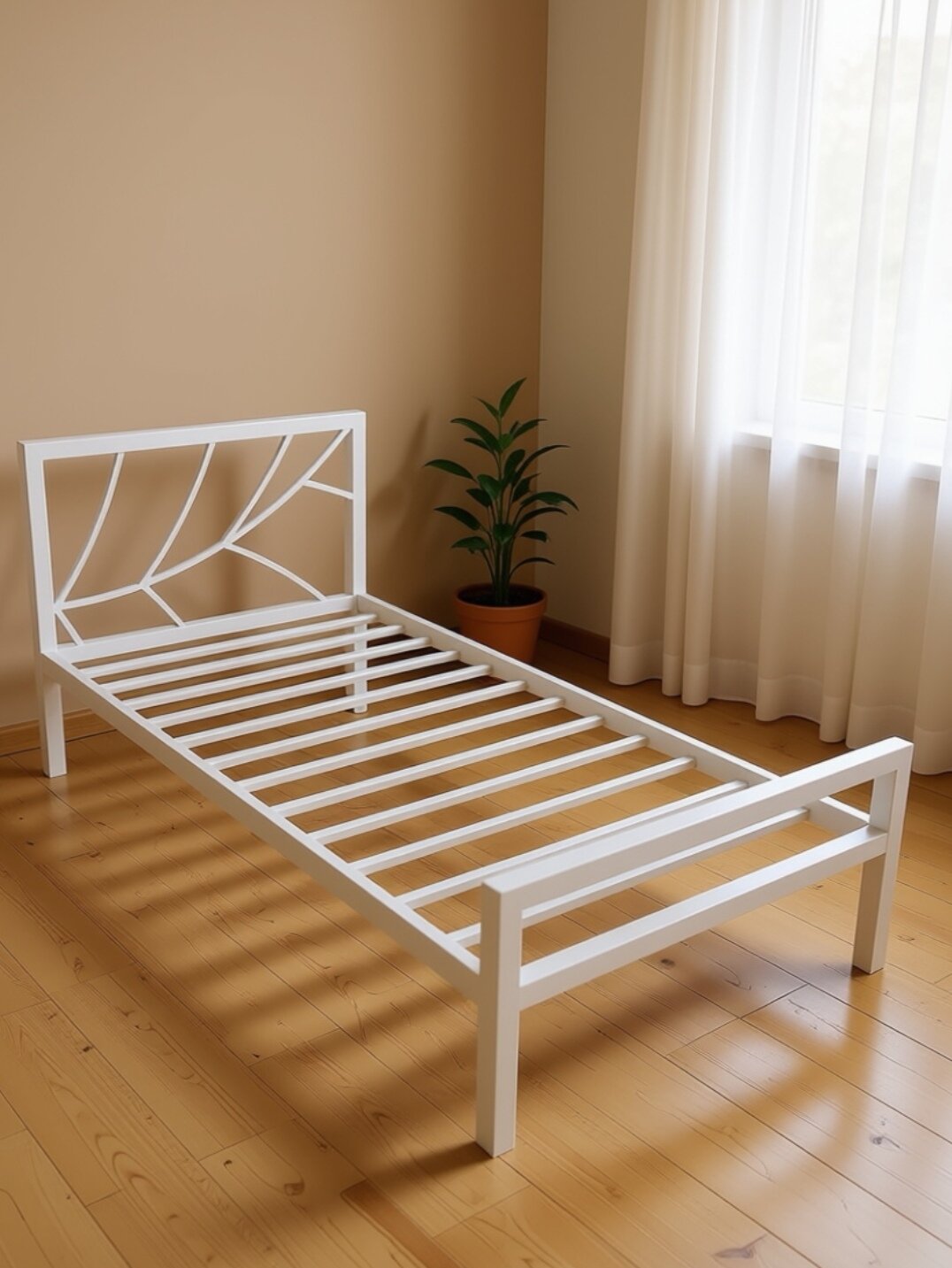 Кровать LOFT Mebel Вивьен, металл, 90x190 см, белое муаровое покрытие, ортопедические свойства