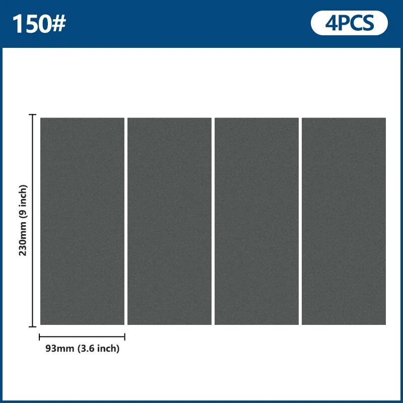 Наждачная бумага 150Grit 4pcs, 9x3.6 дюйма (230x93 мм)