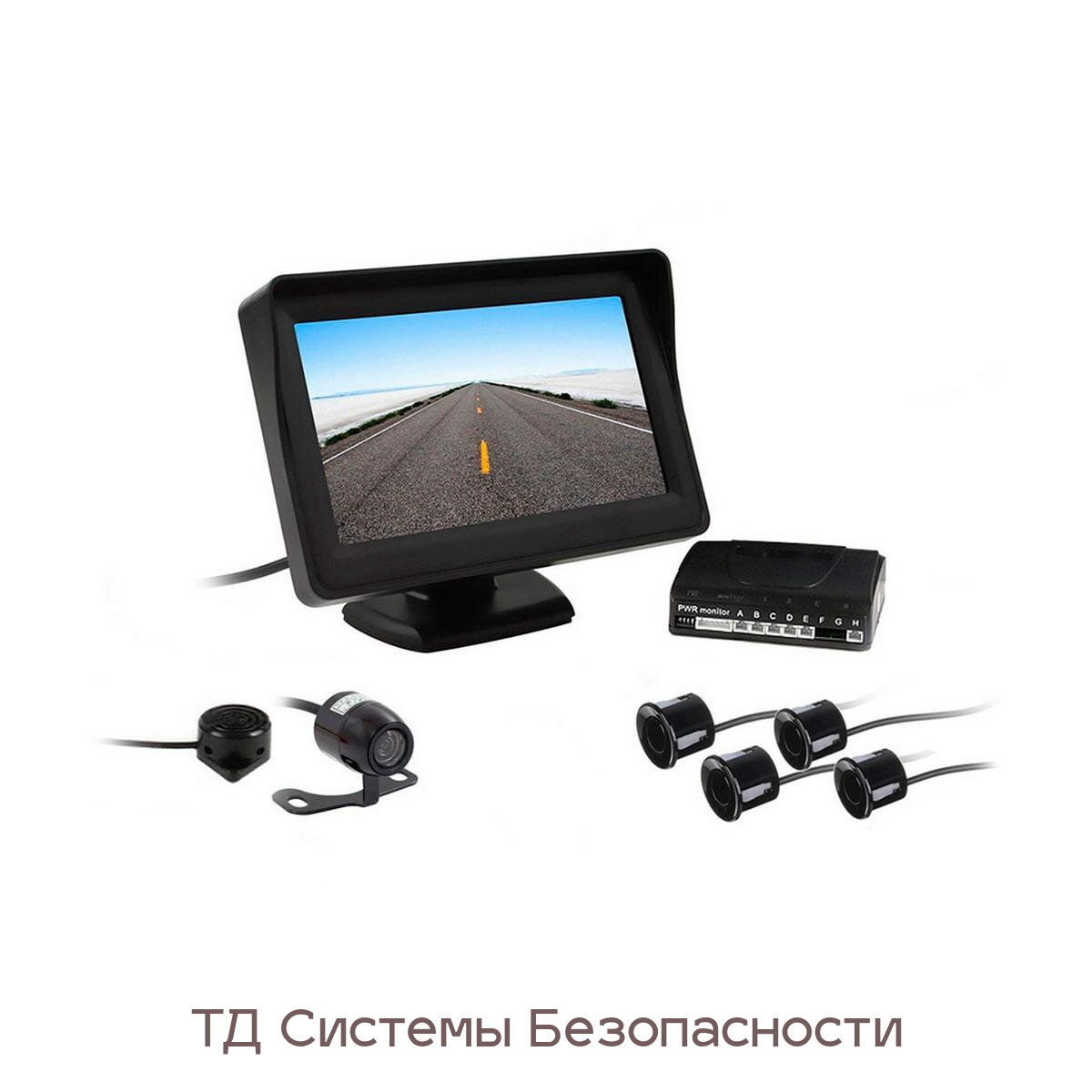 Радиоканальный парктроник с камерой заднего хода Мастер-Парк Мод:602/4-W (F1286EU), четырьмя датчиками и монитором 4.3 дюйма. Парктроник 4 датчика.