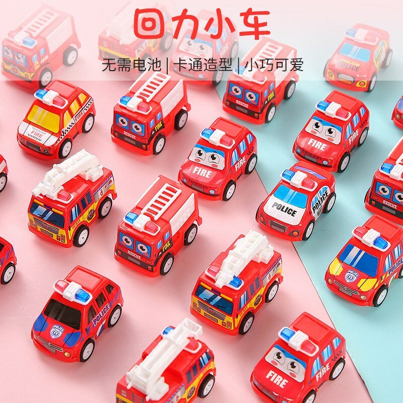 Машина пожарная игрушечная инерционная маленькая без батареек мультяшный дизайн удобна для переноски для мальчиков в подарок детям от 3 лет