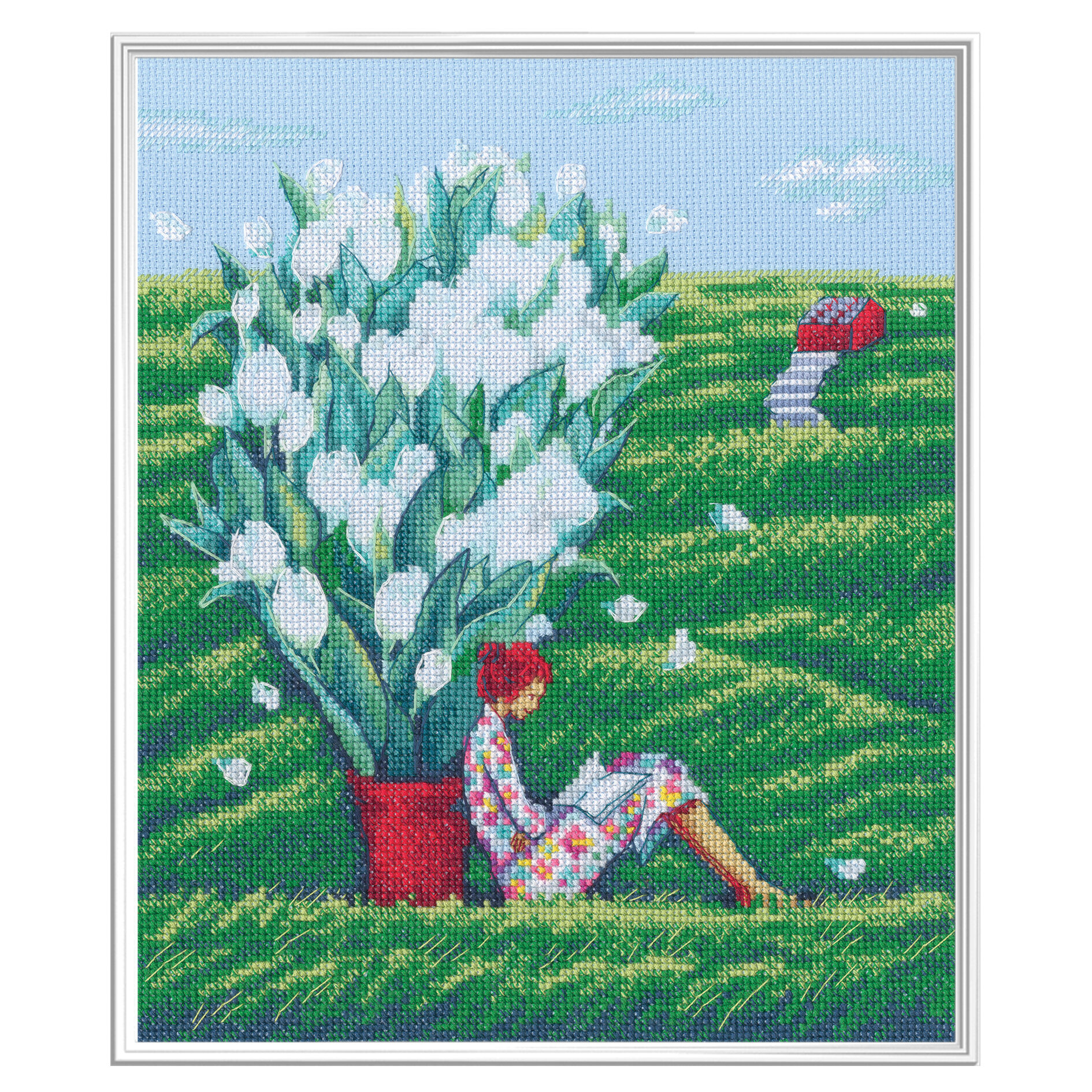 Набор для вышивания РТО "Белые тюльпаны" (21,5 x 25,5 см.) / РТО MX1098
